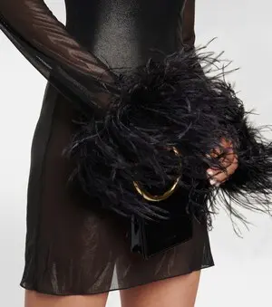 Oseree Feather-trimmed Minidress