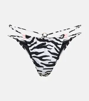 REINA OLGA Theresa Zebra-print Bikini Bottom - Multicoloured