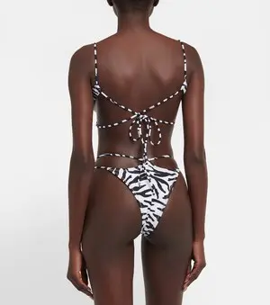 REINA OLGA Theresa Zebra-print Bikini Bottom
