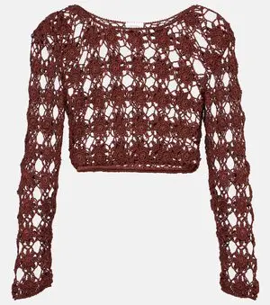 Anna Kosturova Bella Crochet Crop Top - Brown