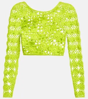 Anna Kosturova Bella Crochet Crop Top - Green