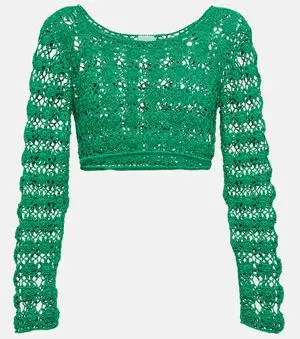Anna Kosturova Bella Crochet Crop Top - Green