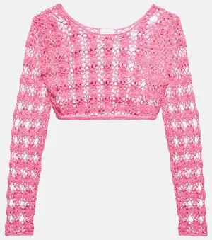 Anna Kosturova Bella Crochet Crop Top - Pink