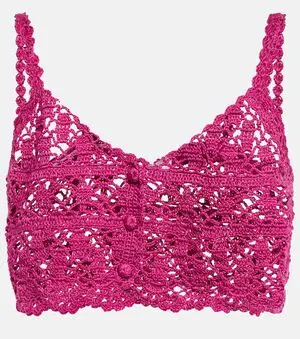 Anna Kosturova Bianca Crochet Crop Top - Pink