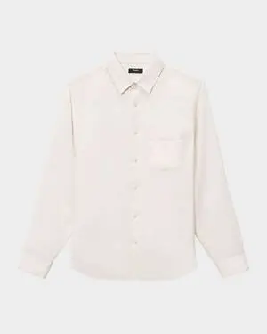 Theory Men & Apos;s Solid Linen Sport Shirt Egsh