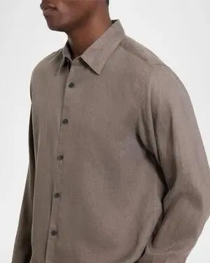 Theory Apos;s Solid Linen Sport Shirt - Morel