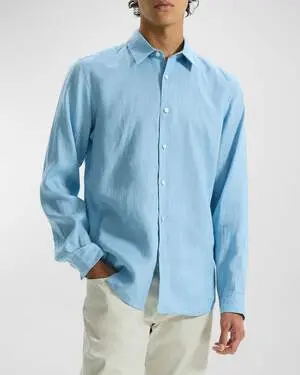 Theory Men & Apos;s Solid Linen Sport Shirt Pdrb
