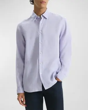 Theory Men & Apos;s Solid Linen Sport Shirt Soft Iris
