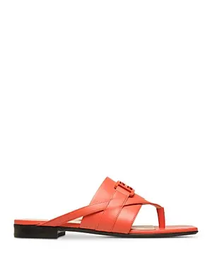 Bally Bally Women's Elia Square Toe Logo Accent Orange Slide Sandals Orange River