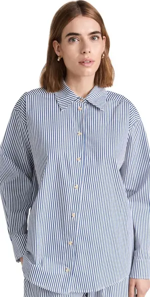 Donni. Striped Poplin Button-down Shirt