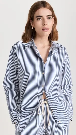 Donni. Striped Poplin Button-down Shirt