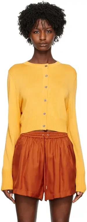 Silk Laundry Silk Laundry Yellow Cropped Cardigan - Goldfinch