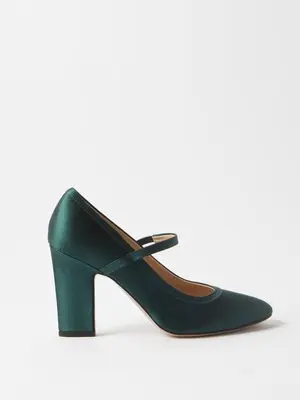 EMILIA WICKSTEAD Emilia Wickstead - Onna Satin Pumps - Womens - Dark Green - 35 EU/IT - Dark Green