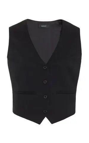 Wardrobe.NYC Cropped Wool Vest - Black