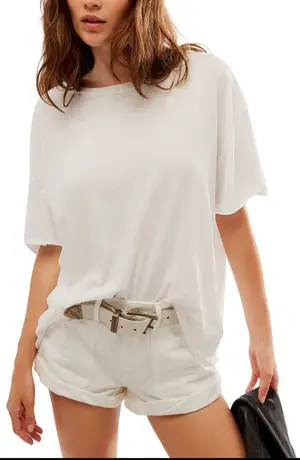 Free People We The Free Nina Crewneck Cotton T-shirt - Ivory
