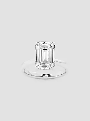 LAB GROWN DIAMONDS 14k & 5.5 Tcw Emerald-cut Lab-grown Diamond Solitaire Ring - White Gold