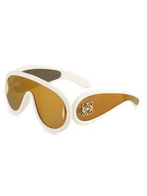 Loewe Women's LOEWE X Paula's Ibiza Mask Sunglasses - Shiny Black Green Mirror Ivory Brown Mirror