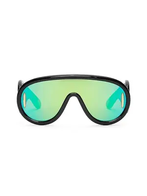 Loewe Women's LOEWE X Paula's Ibiza Mask Sunglasses - Shiny Black Green Mirror Shiny Black Green Mirror
