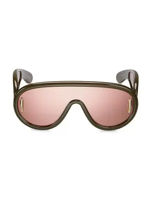 Loewe Women's LOEWE X Paula's Ibiza Mask Sunglasses - Shiny Black Green Mirror Shiny Dark Green