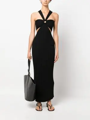Ba&sh Gathered Ribbed-knit Maxi Dress