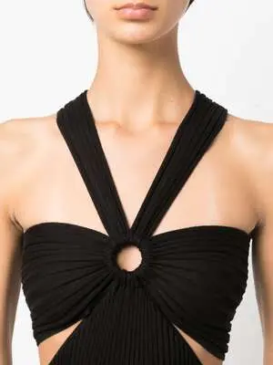 Ba&sh Gathered Ribbed-knit Maxi Dress
