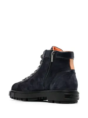 Santoni Suede Lace-up Ankle Boots