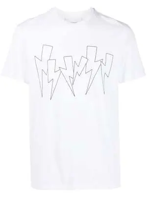 Neil Barrett Thunderbolt-print Crew-neck T-shirt - White