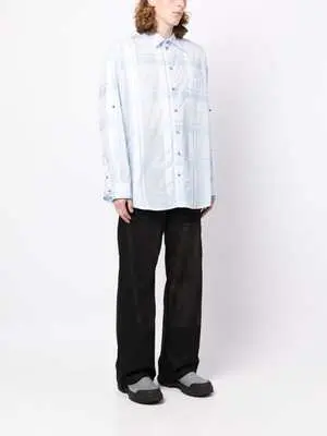 GMBH Semi-sheer Plaid Cotton Shirt