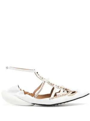 13 09 SR Tootsy Croco Leather Ballerinas - White