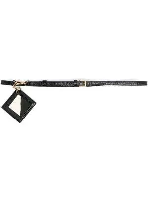 Tory Burch Crocodile-embossed Mirror Belt - Black