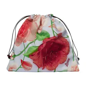 Loewe Roses Printed Pouch With Drawstrings Blue_lilac