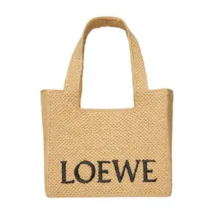 Loewe Medium Tote Bag With Logo - Natural