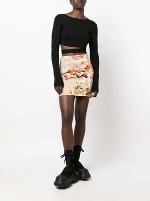 Balmain Printed Denim Miniskirt