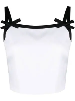 MSGM Bow-detail Crop Top - White