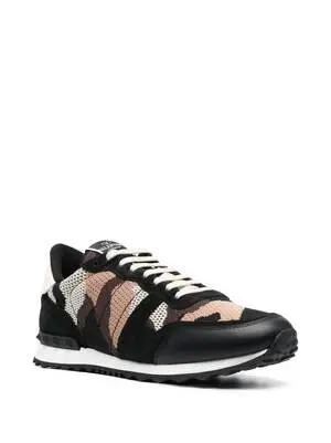 Valentino Garavani Camouflage Rockrunner Low-top Sneakers - Black
