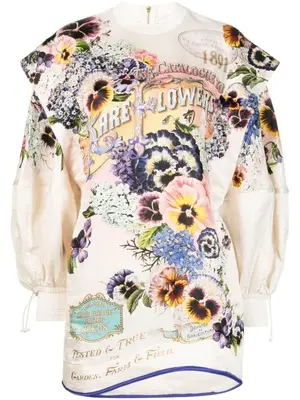 Zimmermann Tama Floral-print Minidress - Neutrals