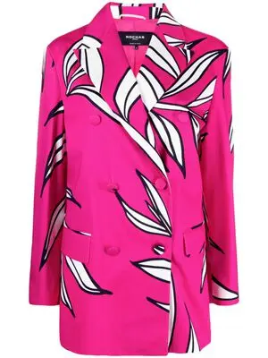 Rochas Floral-print Double-breasted Blazer - Pink