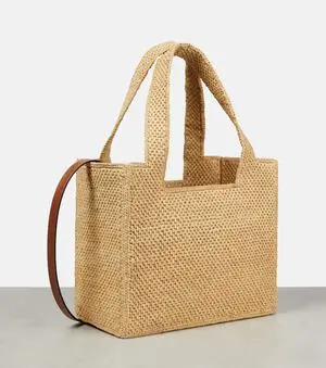 Loewe Paula's Ibiza Medium Raffia Tote Bag With Logo - Beige
