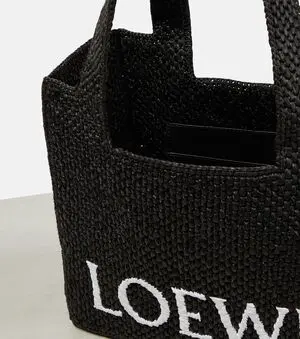 Loewe Medium Raffia Tote Bag - Black
