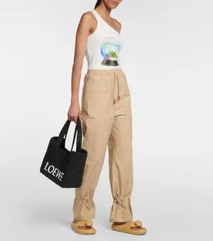 Loewe Medium Raffia Tote Bag - Black