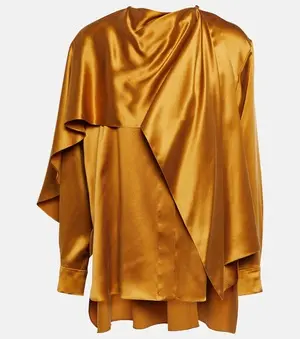 ROKSANDA Kata Draped Silk Satin Top