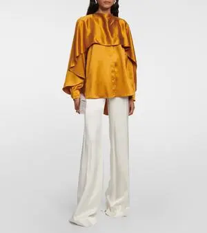 ROKSANDA Kata Draped Silk Satin Top