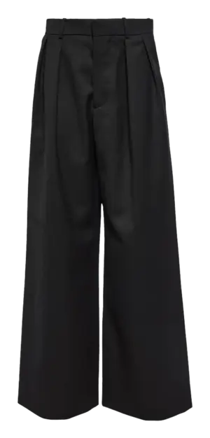 Wardrobe.NYC Pleated Wide-leg Wool Trousers - Black