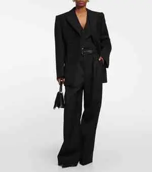 Wardrobe.NYC Pleated Wide-leg Wool Trousers - Black