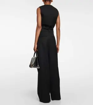Wardrobe.NYC Pleated Wide-leg Wool Trousers - Black