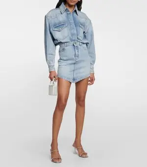 Alexandre Vauthier Embellished Denim Miniskirt - Blue