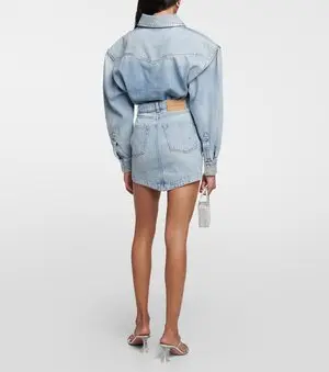 Alexandre Vauthier Embellished Denim Miniskirt - Blue