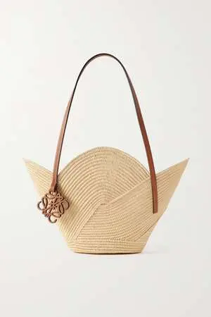Loewe Paula's Ibiza Petal Basket Leather-trimmed Raffia Tote Bag