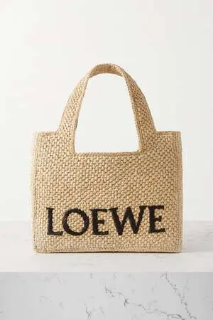 Loewe Embroidered Raffia Tote