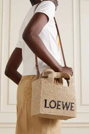 Loewe Embroidered Raffia Tote